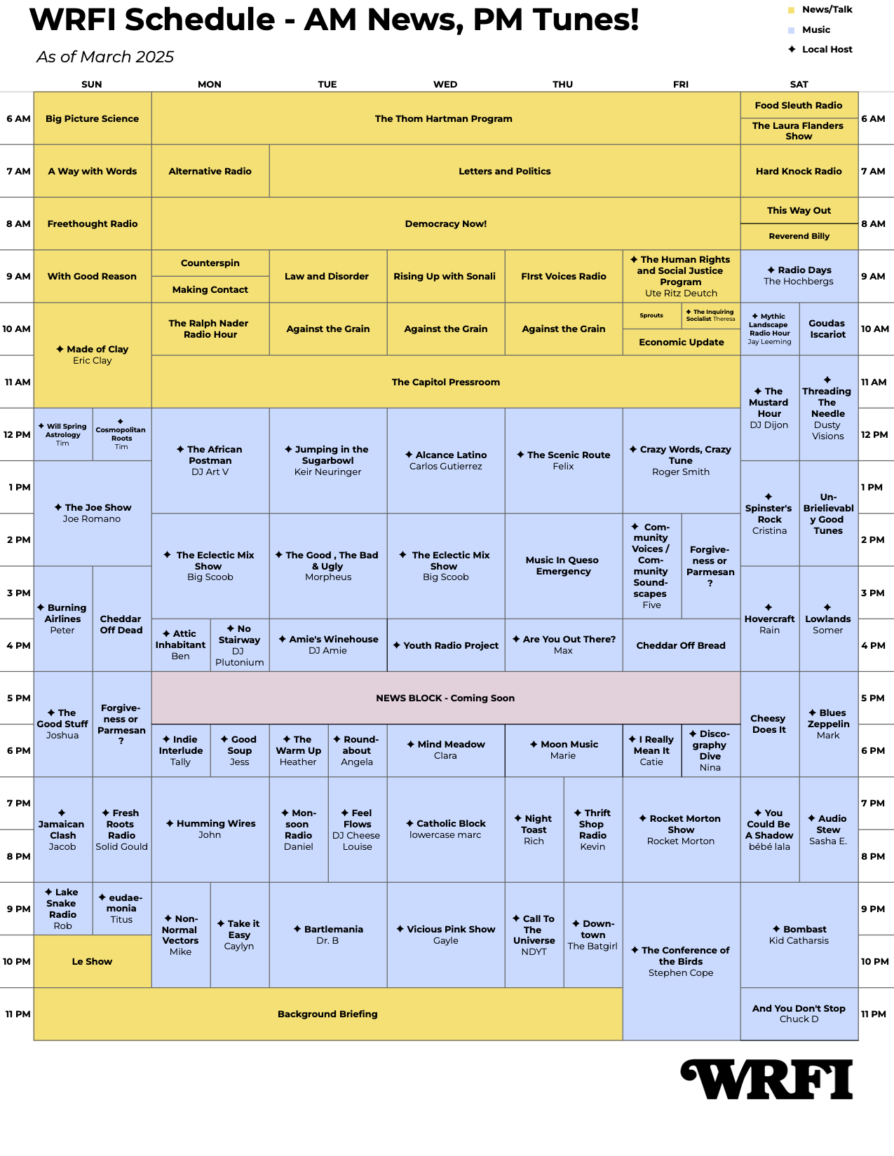 Program Schedule – WRFI Community Radio